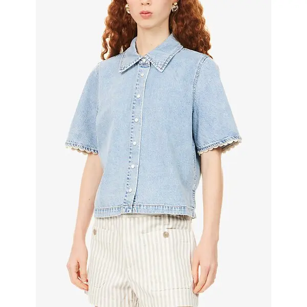 FRAME The Crochet-trim Denim Shirt