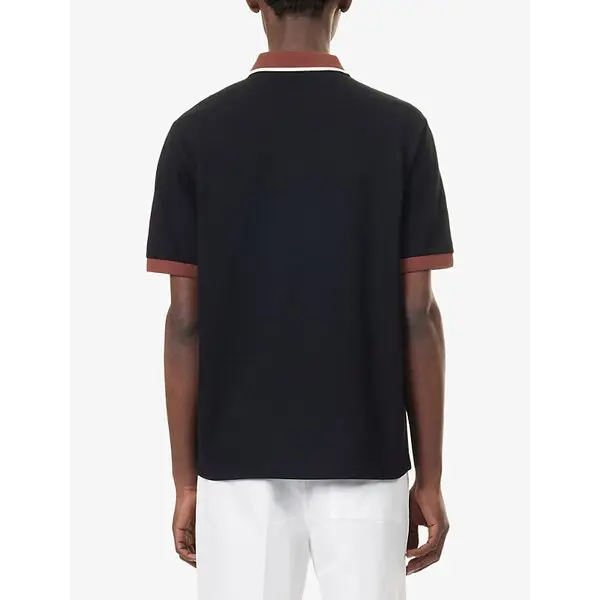 Marni Contrast-trims Logo-embroidered Cotton Polo Shirt - Black