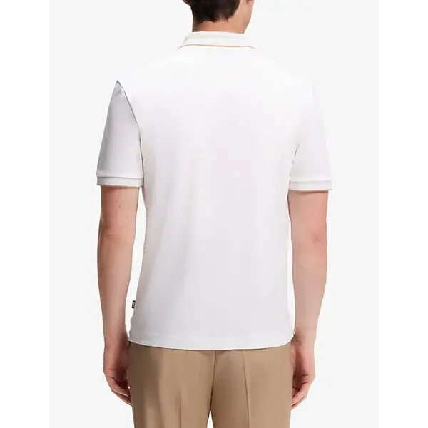 BOSS Contrast-trim Short-sleeve Cotton Polo