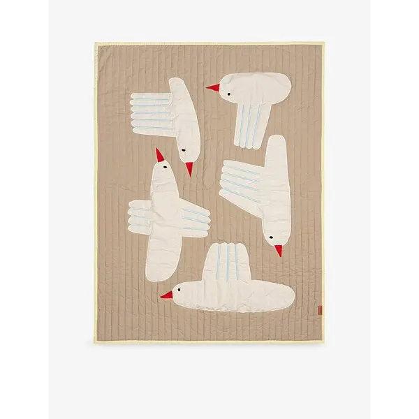 FERM LIVING Bird Quilted Cotton Blanket 80cm X 110cm - Sand