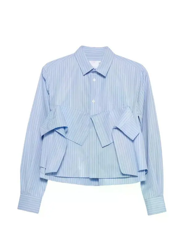 Sacai Striped Ruffled Shirt - Blue