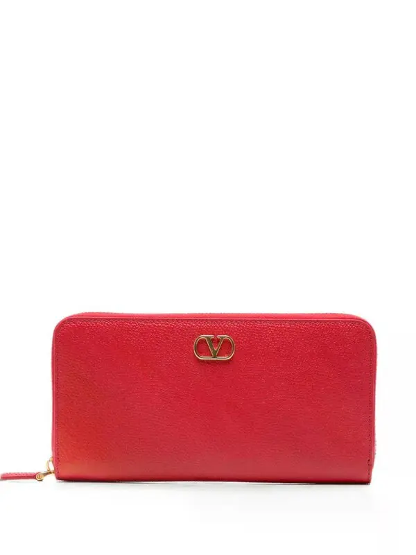 Valentino Garavani Vlogo Signature Leather Wallet - Red