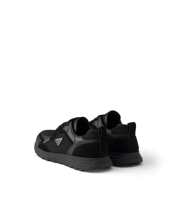 Prada Prax Leather And Fabric Sneakers - Black