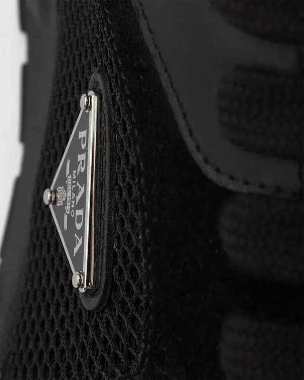 Prada Prax Leather And Fabric Sneakers - Black
