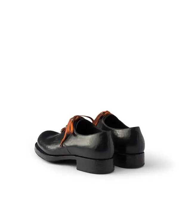 Prada Antiqued Leather Lace-up Shoes