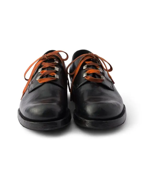 Prada Antiqued Leather Lace-up Shoes
