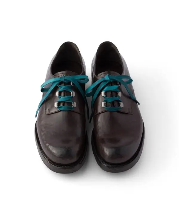 Prada Antiqued Leather Lace-up Shoes
