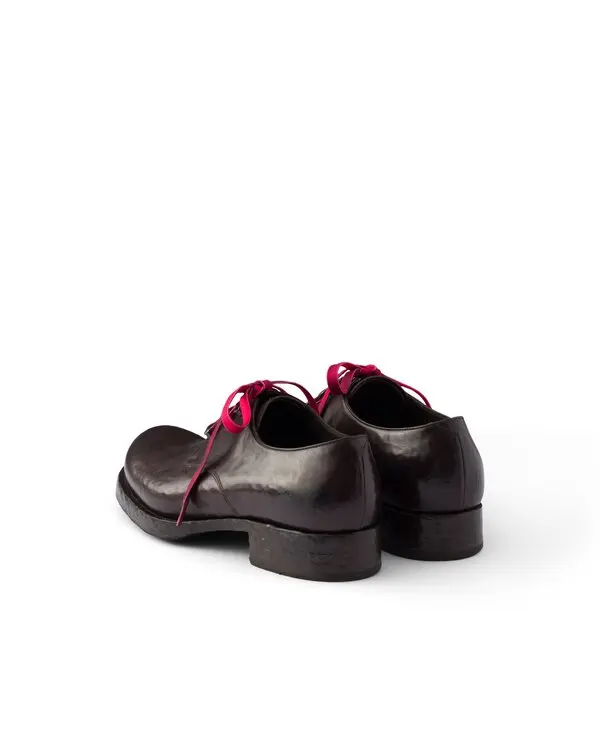 Prada Antiqued Leather Lace-up Shoes