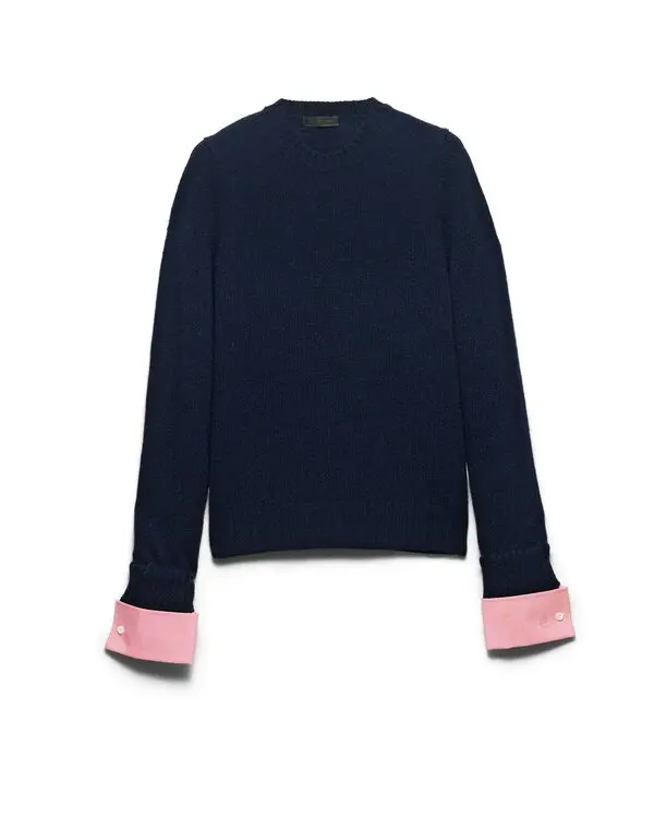 Prada Shetland Wool Crew-neck Sweater - Navy