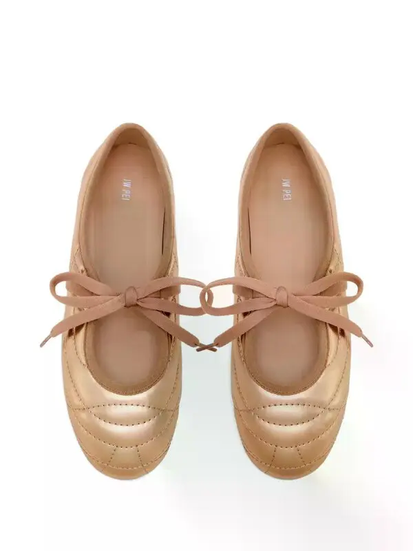Jw Pei Erika Lace-up Ballet Flats In Metallic Beige - Neutrals
