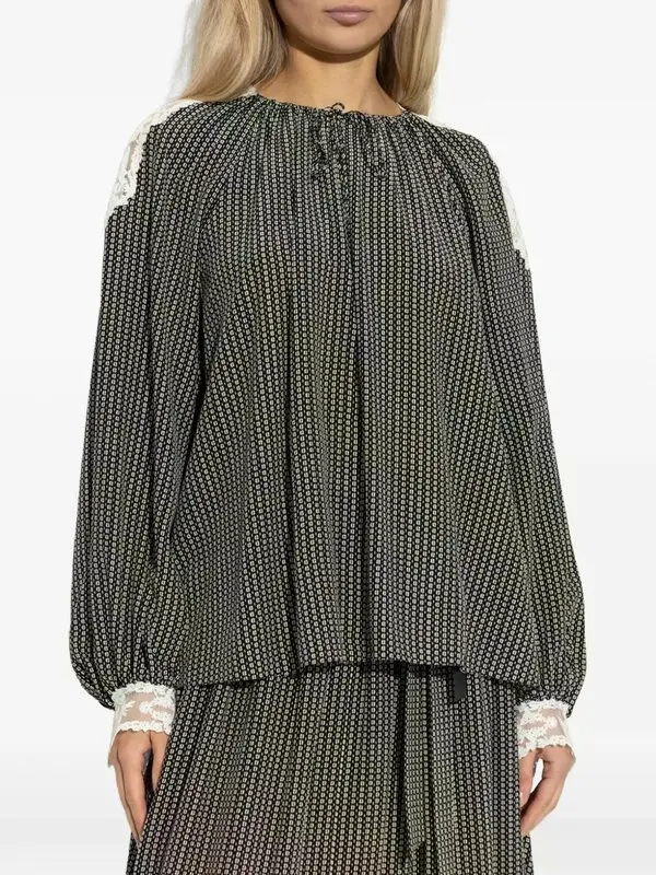 Chloé Lace-trimmed Geometric-print Top - Black