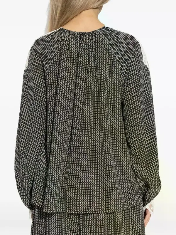 Chloé Lace-trimmed Geometric-print Top