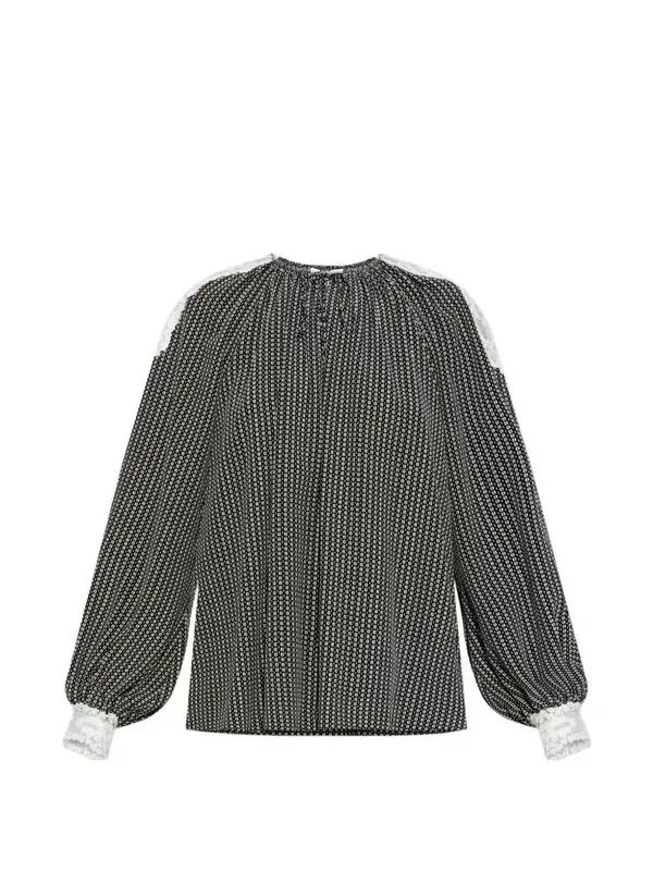 Chloé Lace-trimmed Geometric-print Top