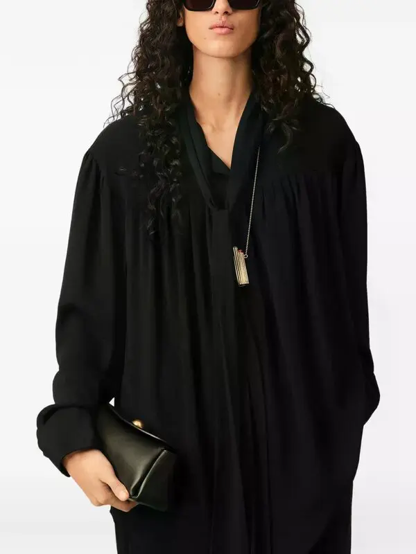 AMI Paris Lavalliere Silk-blend Blouse