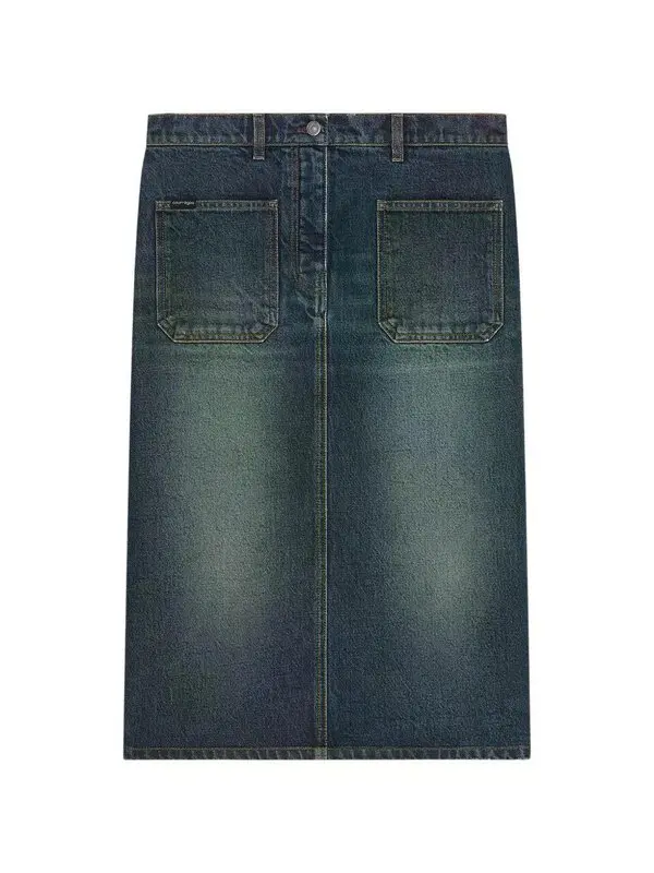 COURREGES Patch-pocket Denim Midi Skirt