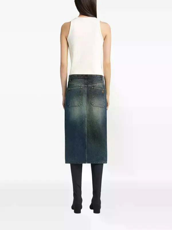 COURREGES Patch-pocket Denim Midi Skirt