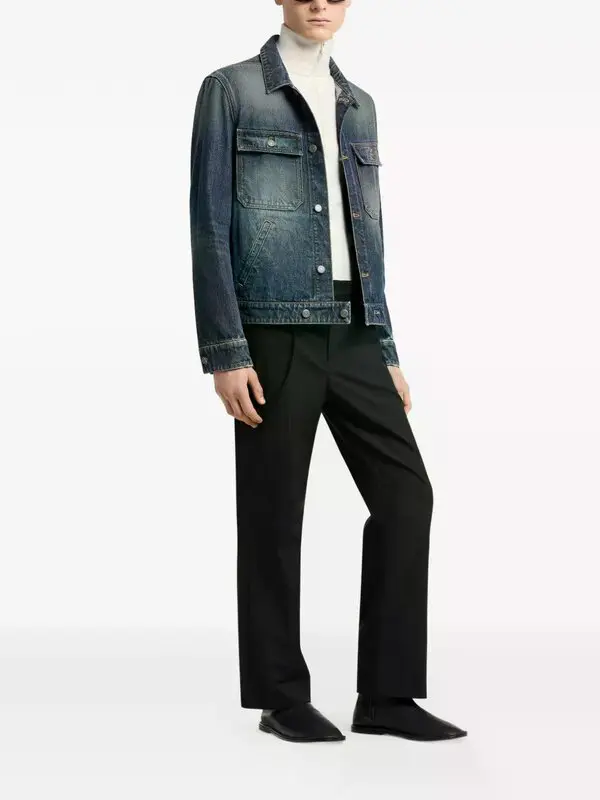 COURREGES Logo-embroidered Faded-effect Denim Jacket