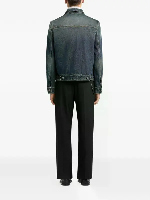 COURREGES Logo-embroidered Faded-effect Denim Jacket