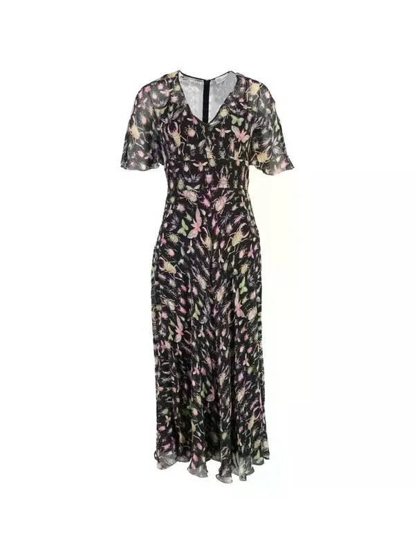 Red Valentino Insect-print V-neck Dress - Black