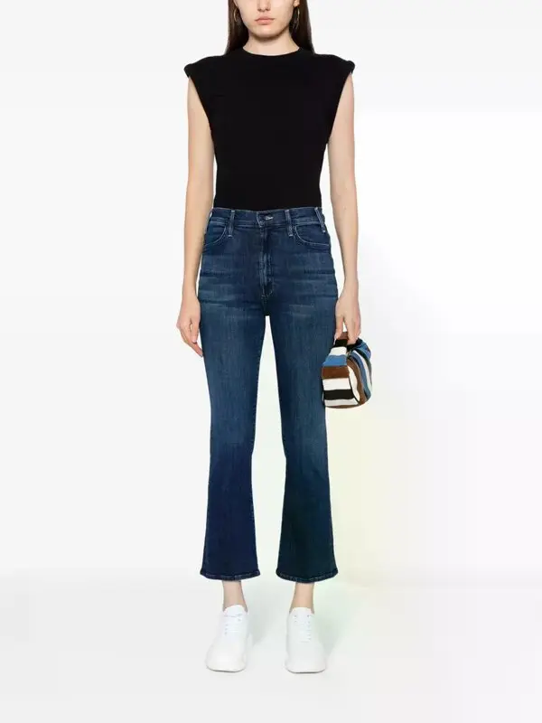 MOTHER The Hustler Cropped Flared Jeans - Blue