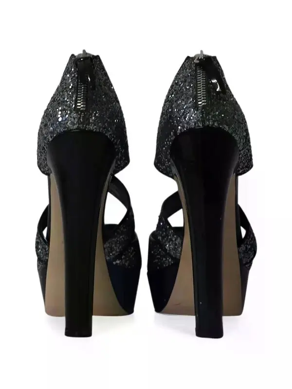 Miu Miu Glitter Criss-cross Platform Sandals