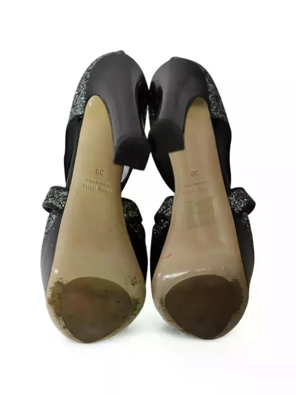 Miu Miu Glitter Criss-cross Platform Sandals