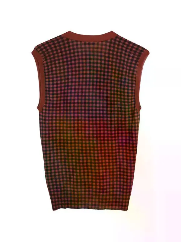 Bottega Veneta Gingham-check Cardigan Vest - Red