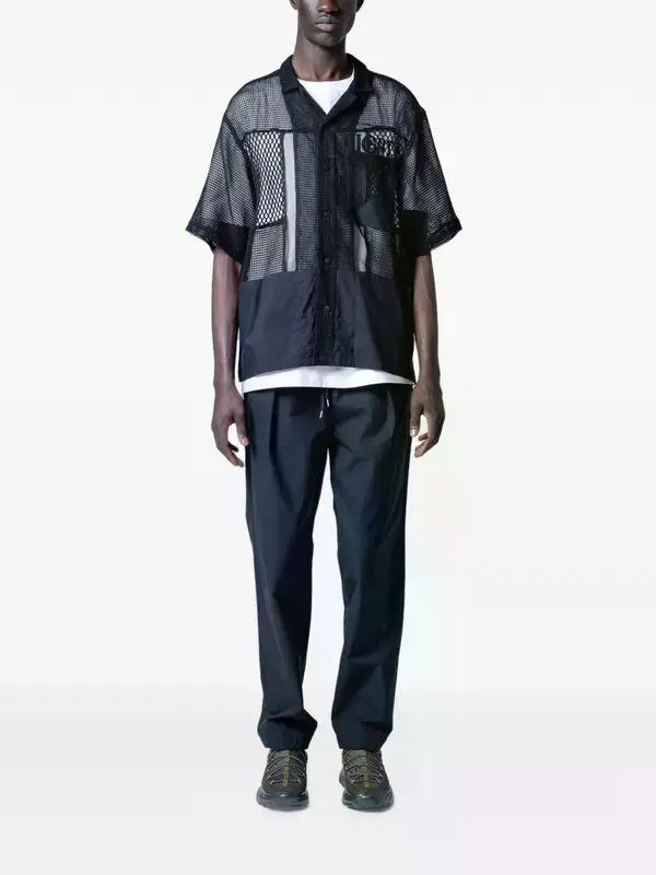YOSHIOKUBO Patchwork Mesh Shirt - Black
