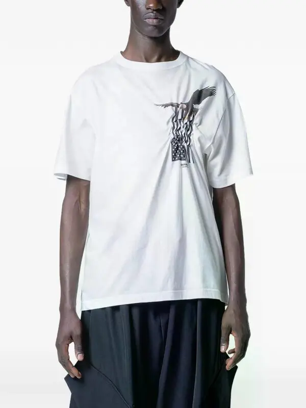 YOSHIOKUBO Eagle-print Gathered T-shirt