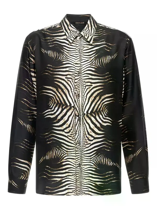 Roberto Cavalli Print Silk Shirt - Black