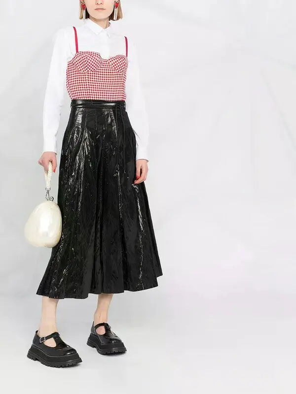 Red Valentino Houndstooth-pattern Bustier Bodysuit - Red