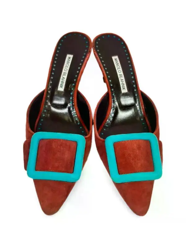 Manolo Blahnik 2020s Buckle Mules - Brown