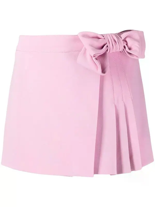 Red Valentino Bow-embellished Pleated Skorts - Pink