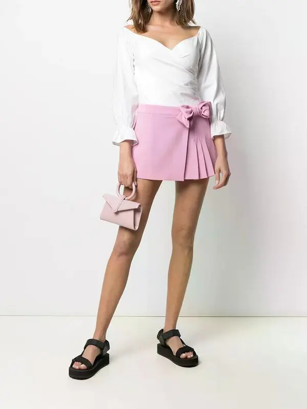 Red Valentino Bow-embellished Pleated Skorts