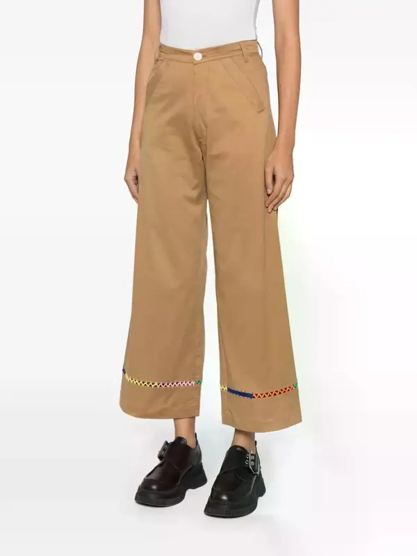 MII Crochet-trim Cotton Trousers