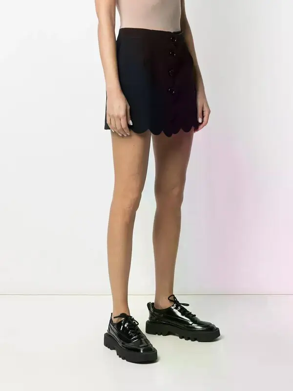 Red Valentino Scallop Trim Button Front Shorts