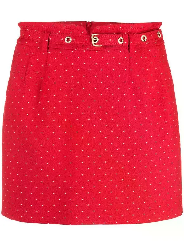 Red Valentino Dotted Belted Shorts - Red