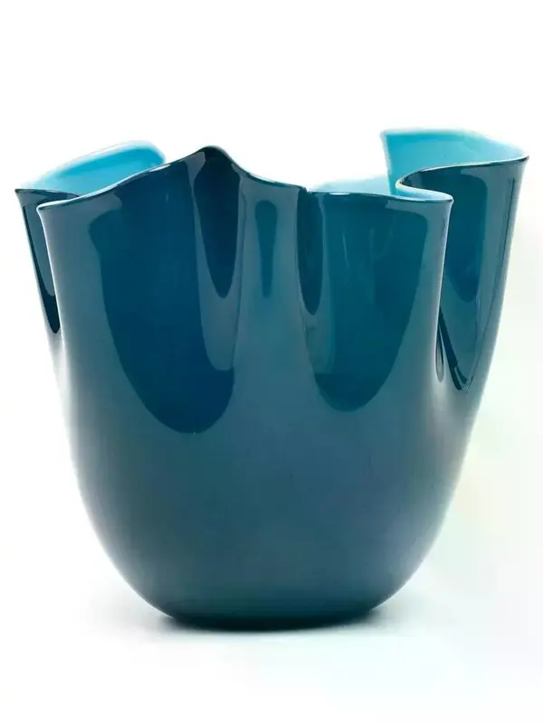 VENINI Opalino Two-tone Porcelain Vase - Blue