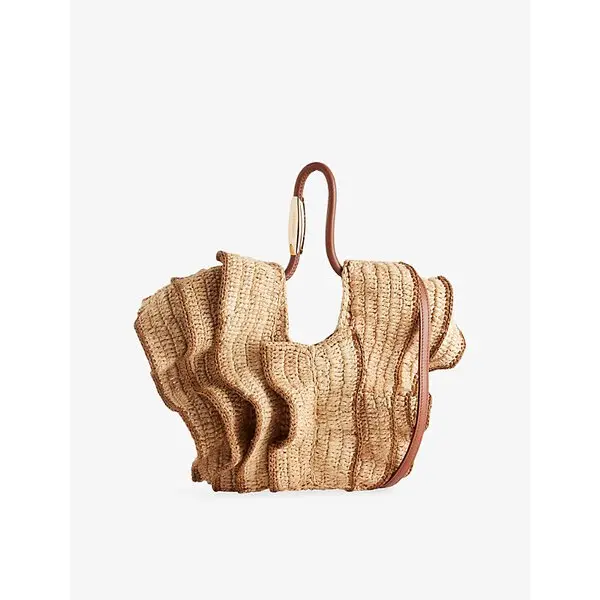 Zimmermann Ruffle Small Raffia Tote Bag - Natural
