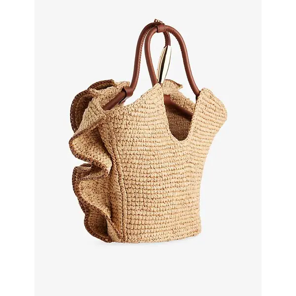 Zimmermann Ruffle Small Raffia Tote Bag