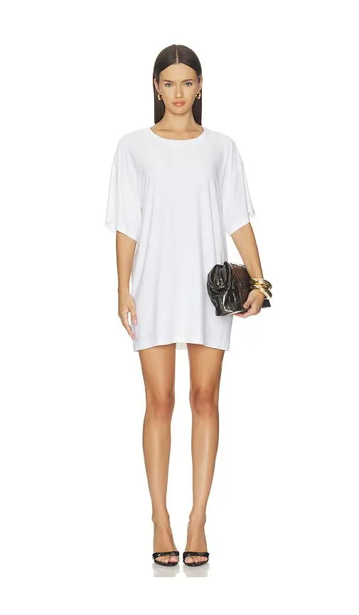 Norma Kamali X Lifestyle Short Sleeve Boxy Mini Dress In . Also - White