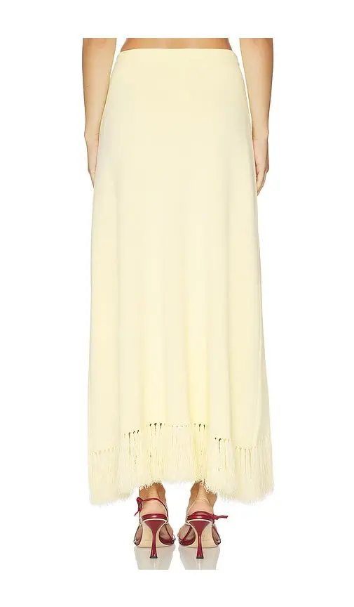 Clea Amelia Fringe Hem Maxi Skirt - Lemon