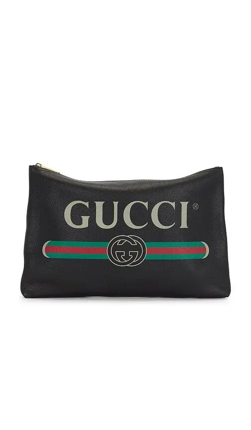 FWRD RENEW Gucci Logo Portfolio Clutch - Black
