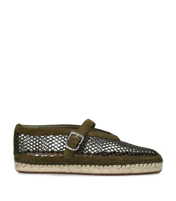 Alaïa Suede Mesh Espadrilles - Green