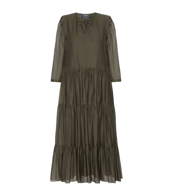 Max Mara Cotton-silk Voile Maxi Dress - Brown