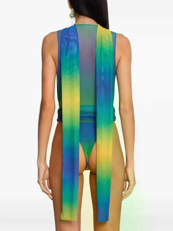 AMIR SLAMA X Tati Barbieri V-neck Mesh-panelled Swimsuit