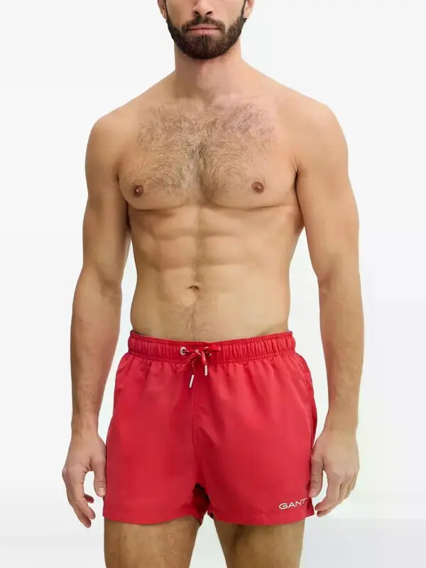 Gant Logo-print Drawstring Swim Shorts - Red