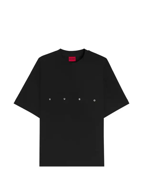 Hugo Logo-embroidered Oversized T-shirt - Black