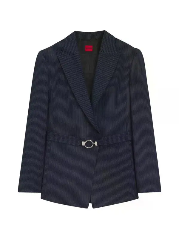 Hugo Pinstripe-print Belted Blazer - Blue
