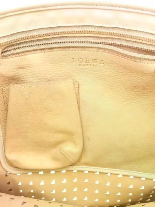 Loewe 2000s Perforated Shoulder Bag - Neutrals